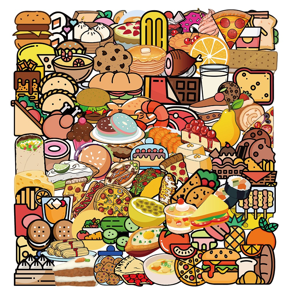 Jual Stiker Makanan Burger kentang goreng Sticker WaterProof Premium ...