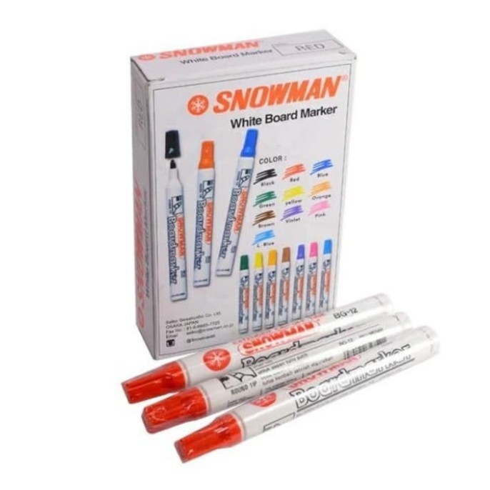 Jual Spidol SNOWMAN BG-12 Red merah boardmarker papan tulis HARGA 1Pcs ...