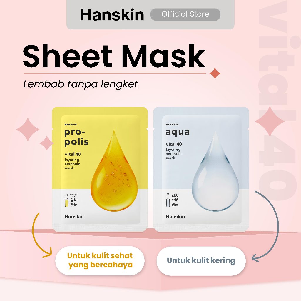 Jual Hanskin Vital 40 Layering Ampoule Mask - Propolis 21 gr (1 pc ...