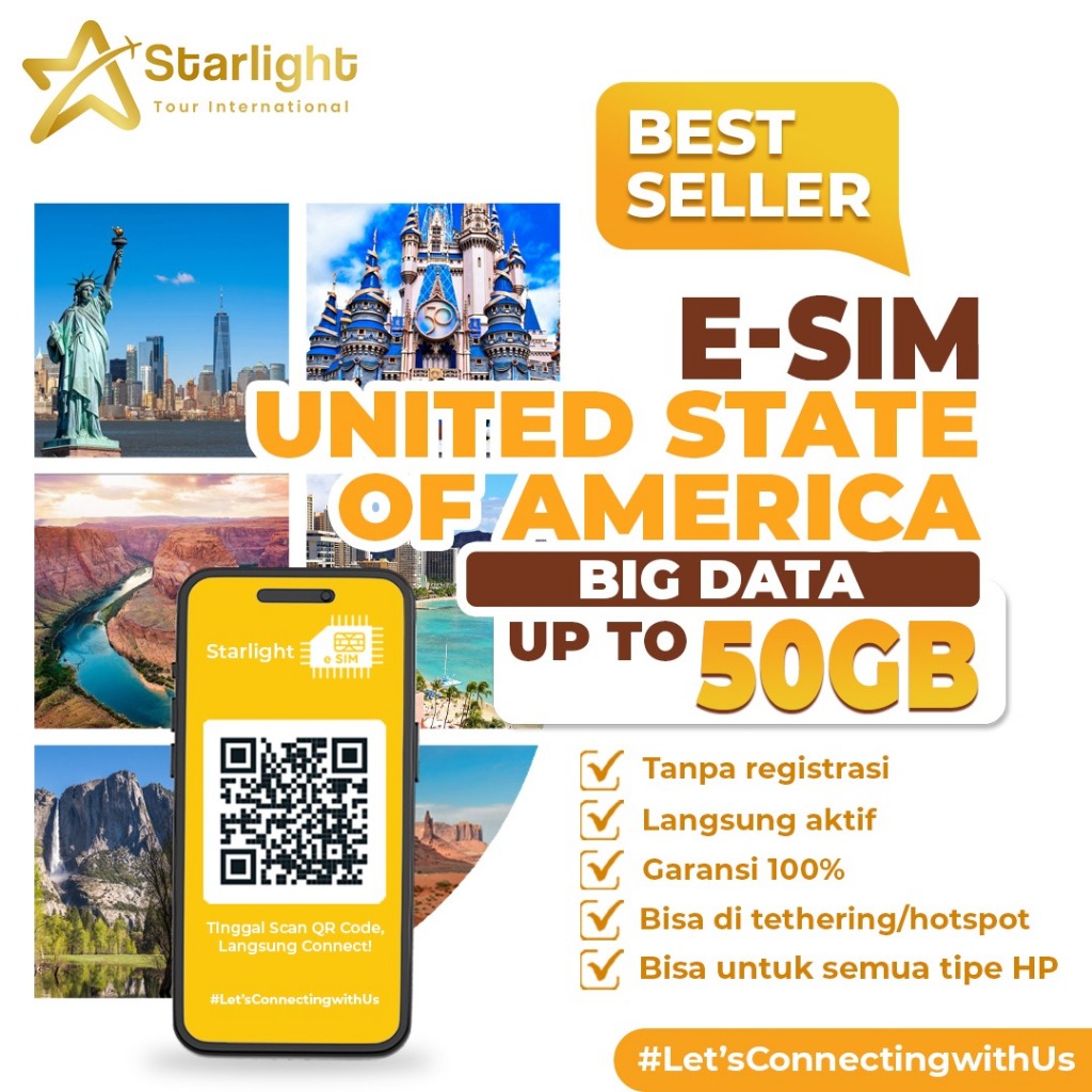 Jual E-SIM AMERIKA TINGGAL SCAN BARCODE BISA LANGSUNG PAKAI | Shopee ...