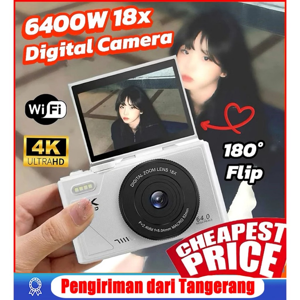 Jual 【Dengan 64GB Card】TEEKA 75/64MP Digital Kamera WiFi 18X Digital ...