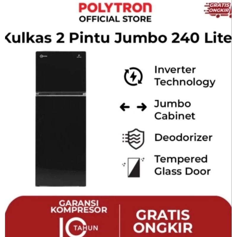 Jual KULKAS POLYTRON 2PINTU BELLEZA JUMBO INVERTER 240LITER PRW-25VX ...