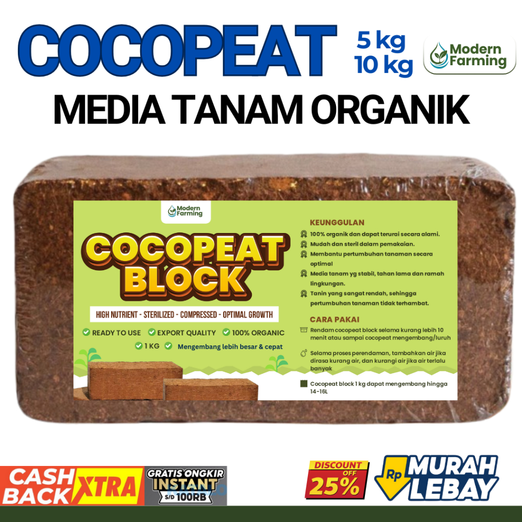 Jual Cocopeat Media Tanam Blok | Cocopeat Block 5kg 10kg | Kokopit ...