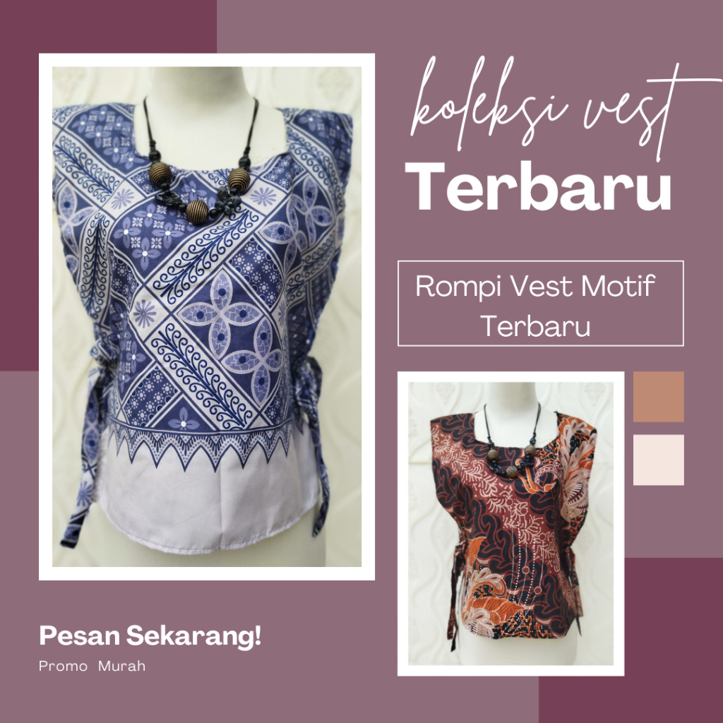 Jual Vest Batik Wanita Rompi Batik Atasan Wanita Outer Batik Modern ...