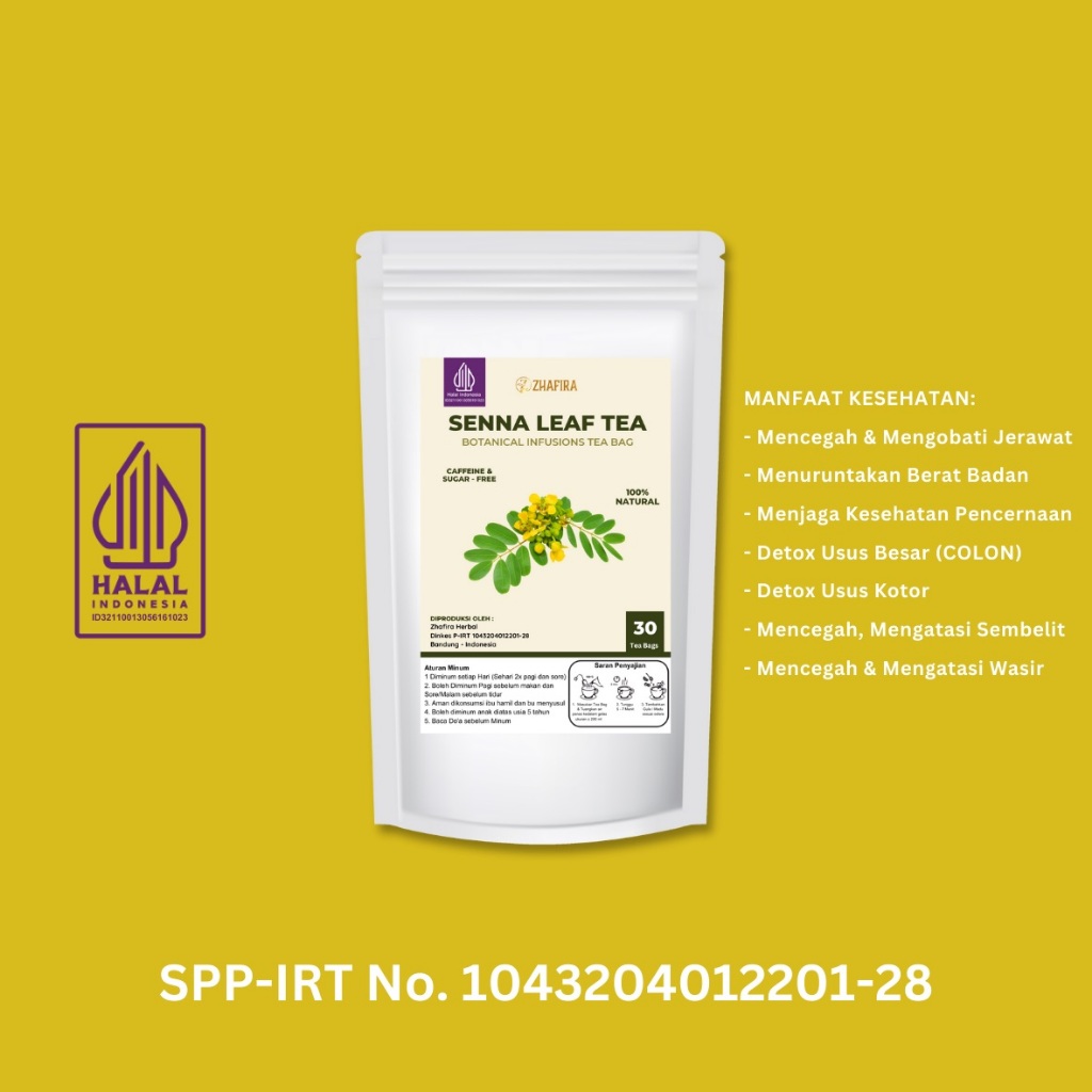 Jual Teh Daun Senna Leaf Tea Zhafira - Detox usus Kotor | Daun Senna ...