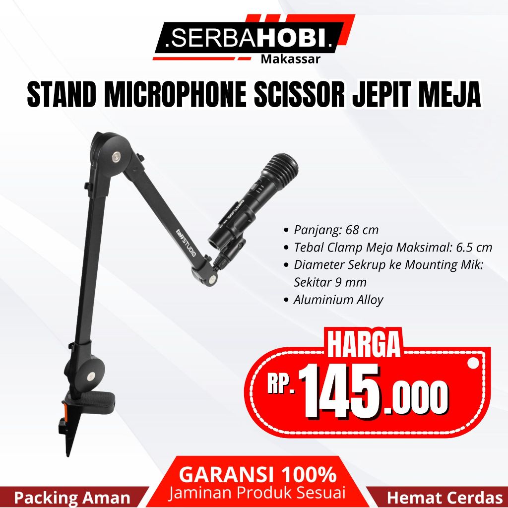 Jual Stand Jepit Microphone Scissor Lazypod Aluminium Tanpa Per ...