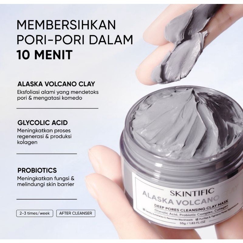 Jual SKINTIFIC ALASKA VOLCANO CLAY DEEP PORES CLEANSING CLAY MASK 55G ...