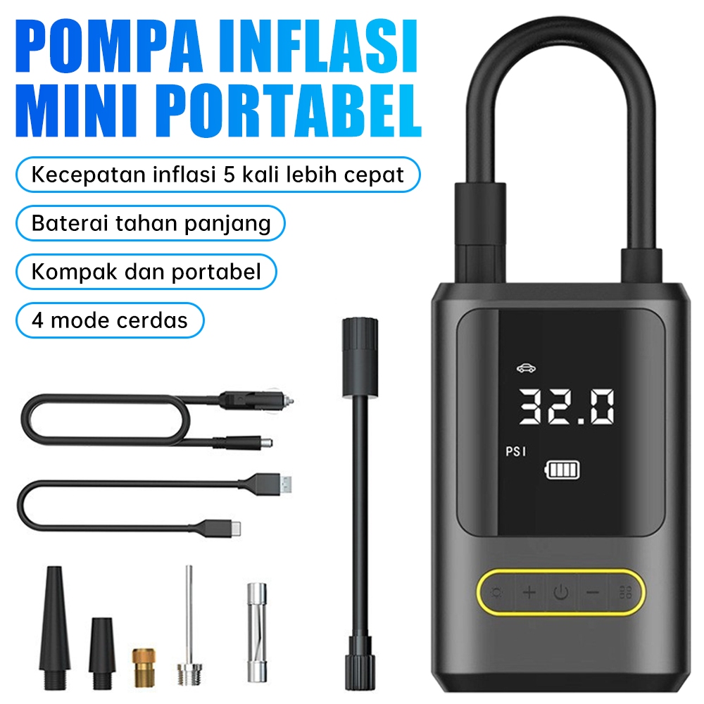 Jual Pompa Angin Portable Cepat Isi Ban 5x Lebih Cepat Baterai Tahan ...