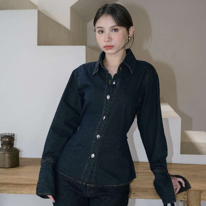 Jual Gracias Label - Yara Shirt (Denim Edition)- Slim Fitted Shirt ...