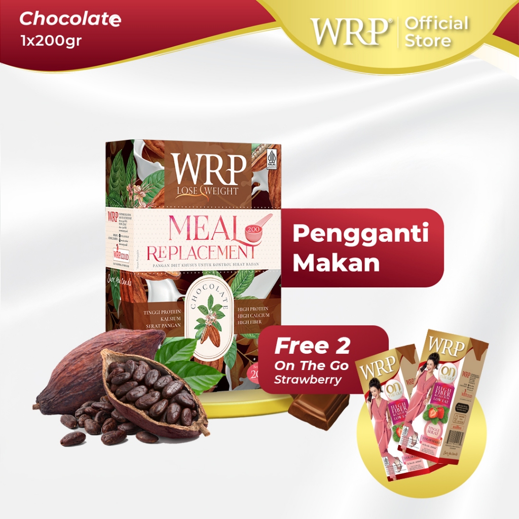 Jual WRP Meal Replacement Chocolate 200gr - Free 2 On The Go Strawberry ...