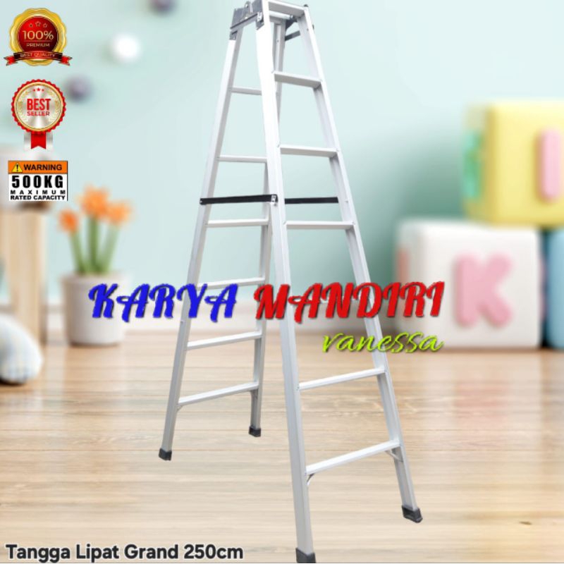 Jual Tangga Lipat Aluminium Super Jumbo Grand Hitam Tahan Beban 500 Kg ...