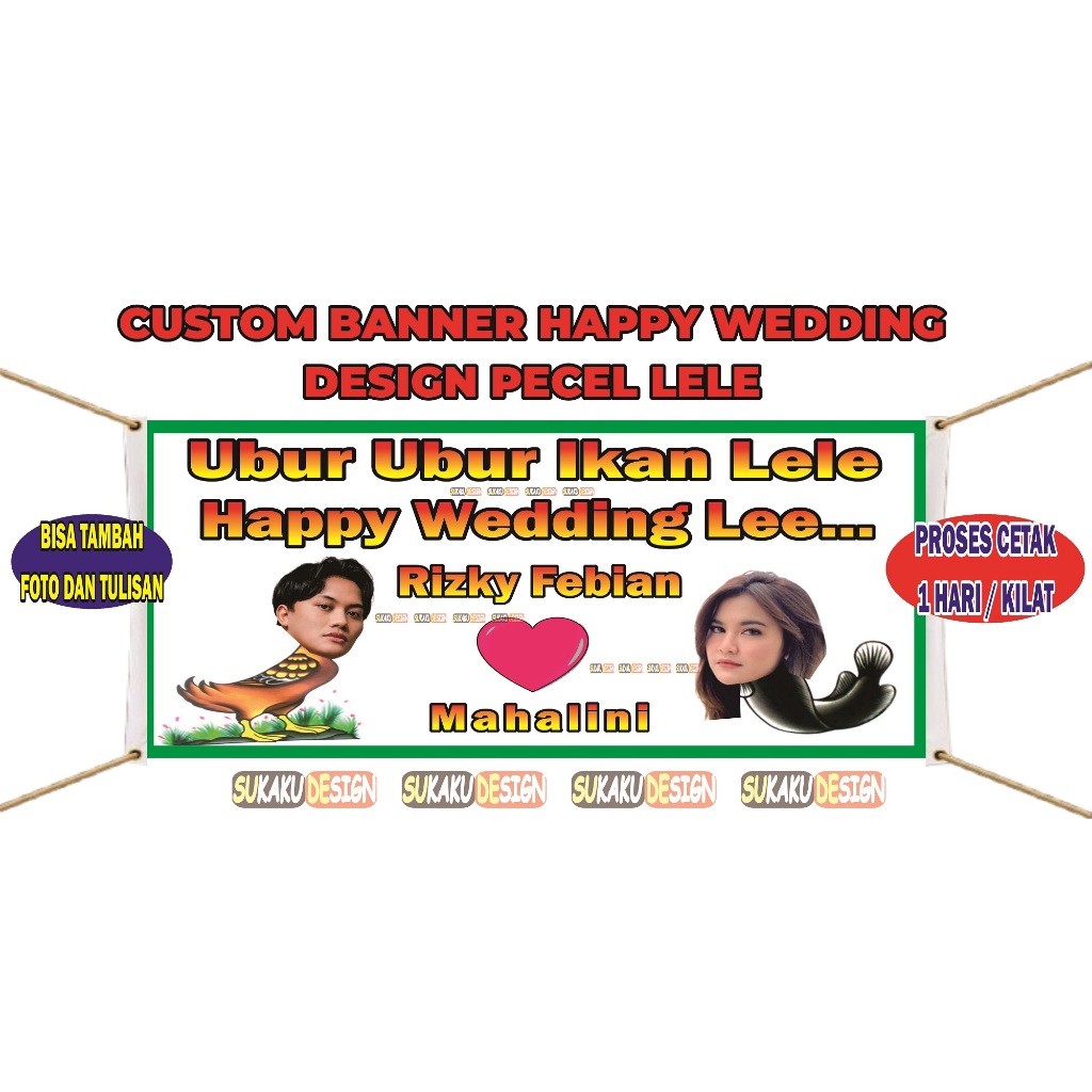 Jual Custom Banner Ultah Hadiah Happy Wedding Design Pecel Lele ...