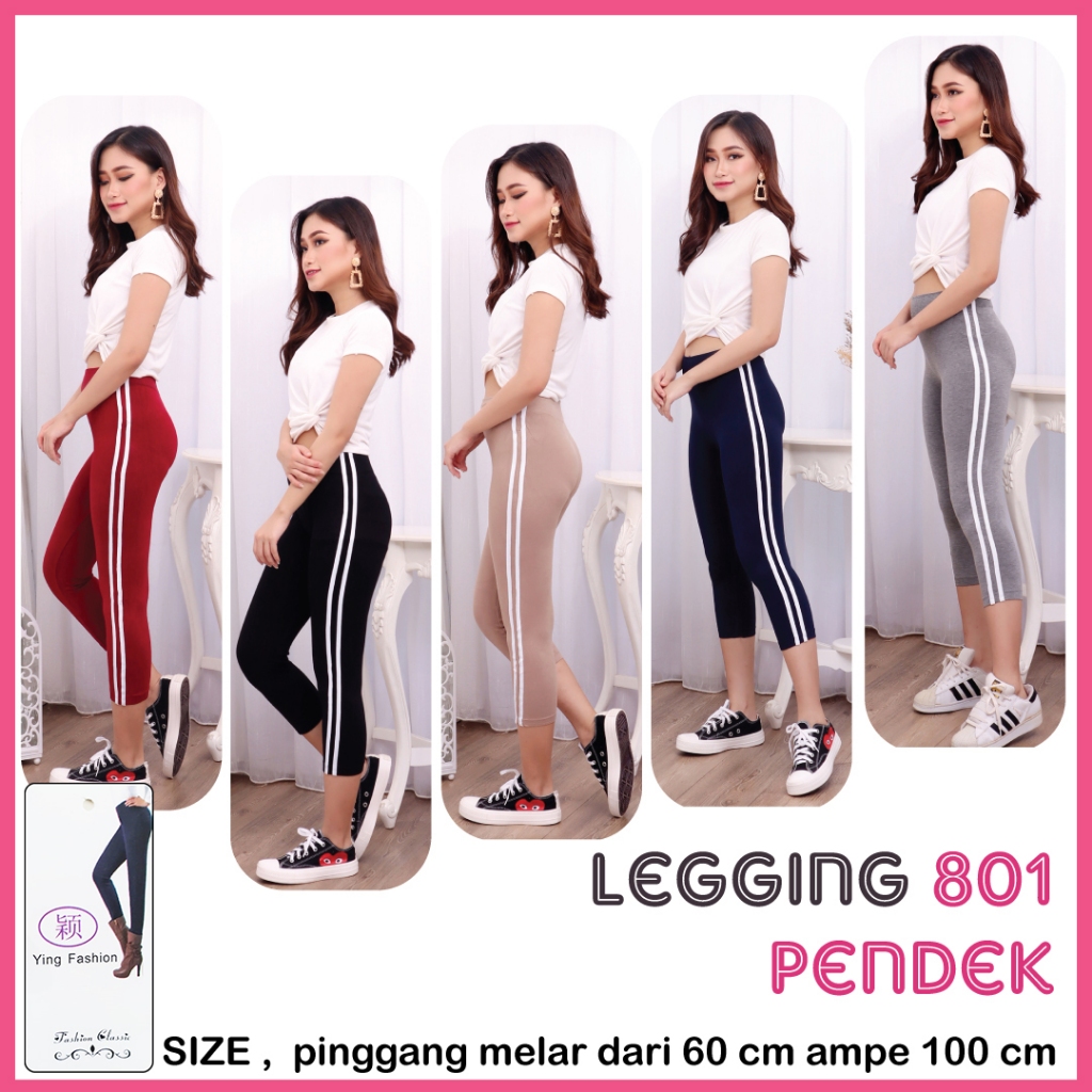 Jual AGAPE - LEGGING STRIPE #801 Pendek / Legging stripe putih 7/8 ...