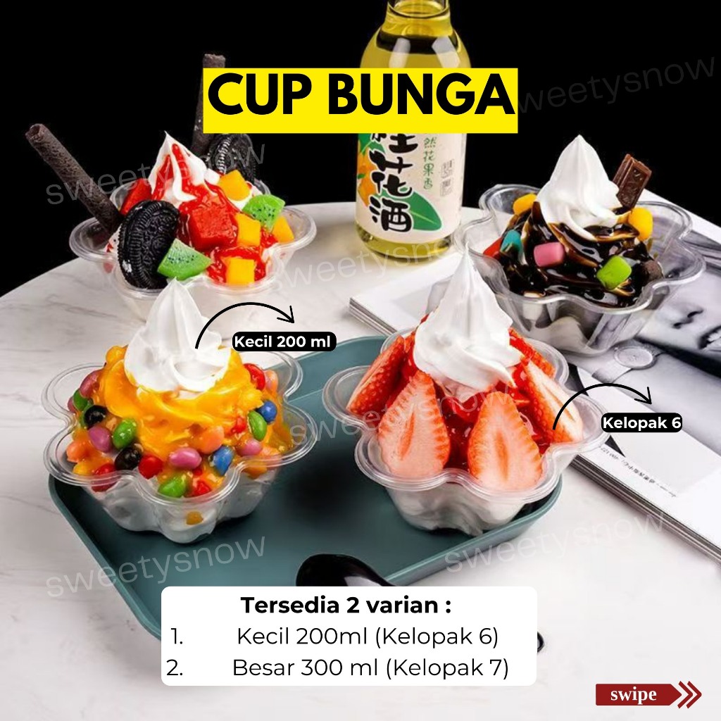 Jual CUP BUNGA - Cup es krim Cup Puding Bingsoo / Cup Pudding Dessert ...