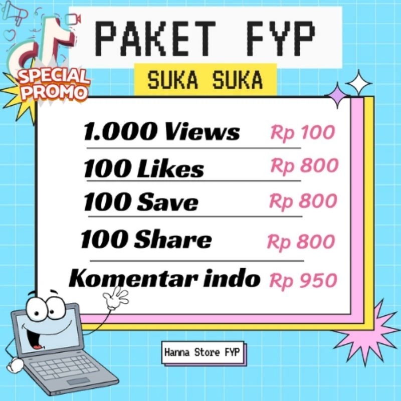 Jual NoDrop Paket FYP Suka Suka!! Views, Likes, Save, Share, Komentar ...