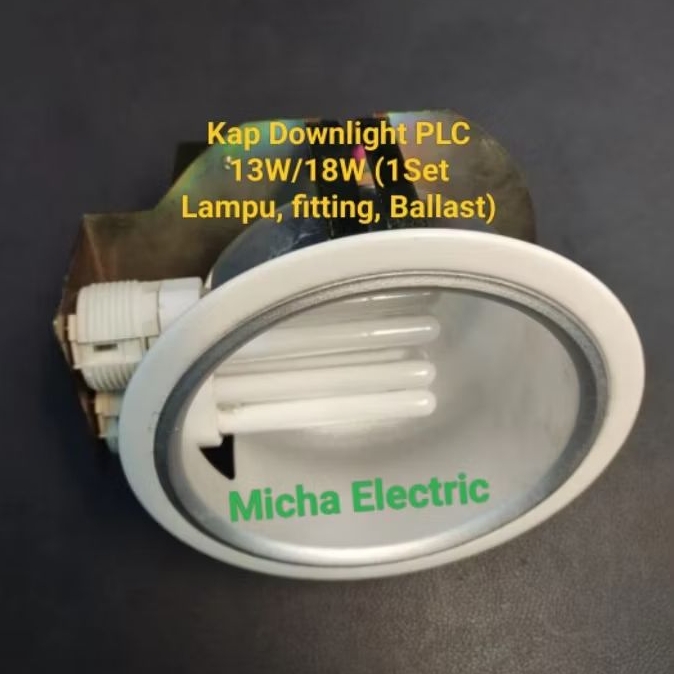 Jual Kap Lampu Downlight PLC 13W/18W 2pin 2 lampu (1Set Lampu, fitting ...