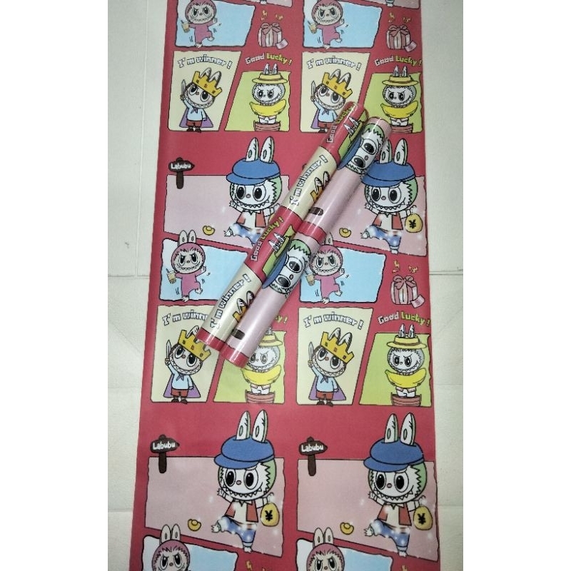 Jual Wallpaper Sticker Dinding Karakter Anak-Anak Motif Labubu MERAH ...