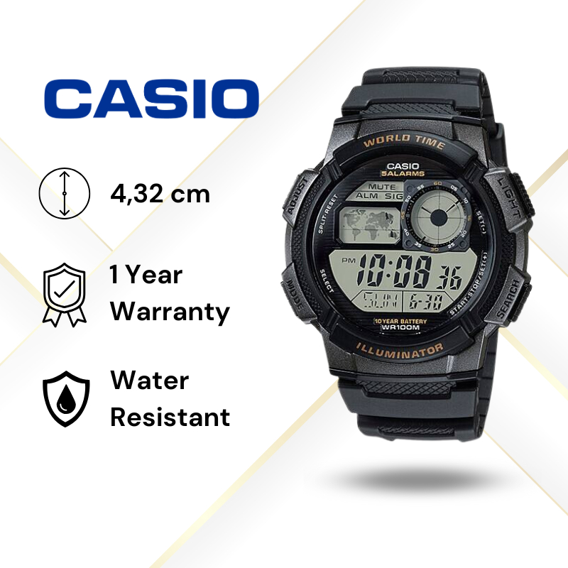 Jual JAM TANGAN PRIA CASIO AE-1000W-1A ORIGINAL - AE1000W HITAM CASIO ORIGINAL | Shopee Indonesia