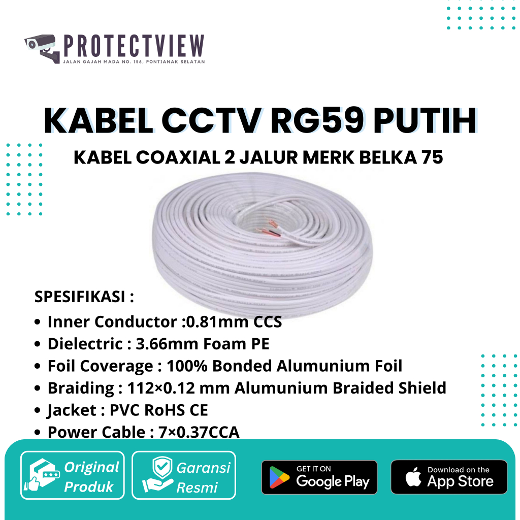 Jual KABEL CCTV RG59 PUTIH KABEL COAXIAL 2 JALUR MERK BELKA 75 OHM ...