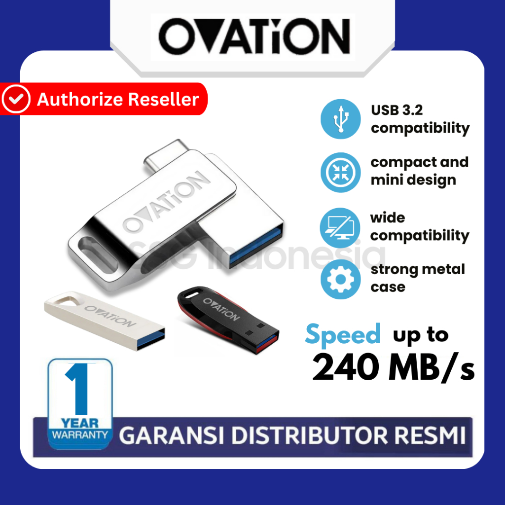 Jual OVATION USB Flash Drive OTG Type C 32GB 64GB 128GB 256GB UFD USB ...