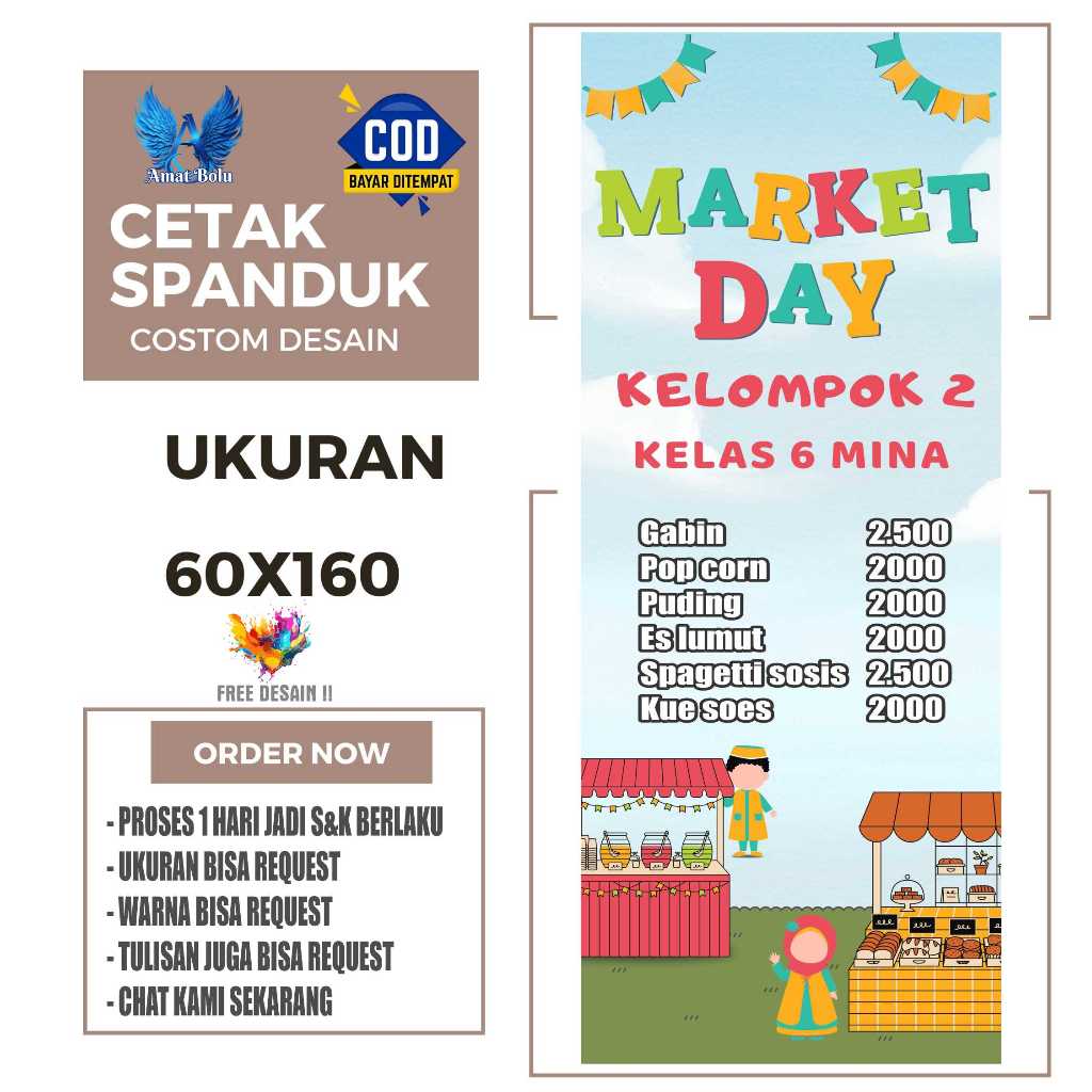Jual Cetak Spanduk Banner Market Day Costom Desain | Shopee Indonesia