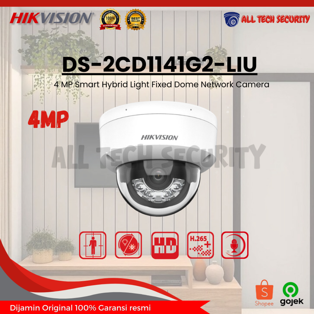 Jual Hikvision DS-2CD1141G2-LIU 4 MP Smart Hybrid Light Fixed Dome Network Camera/ Indoor AUDIO ...