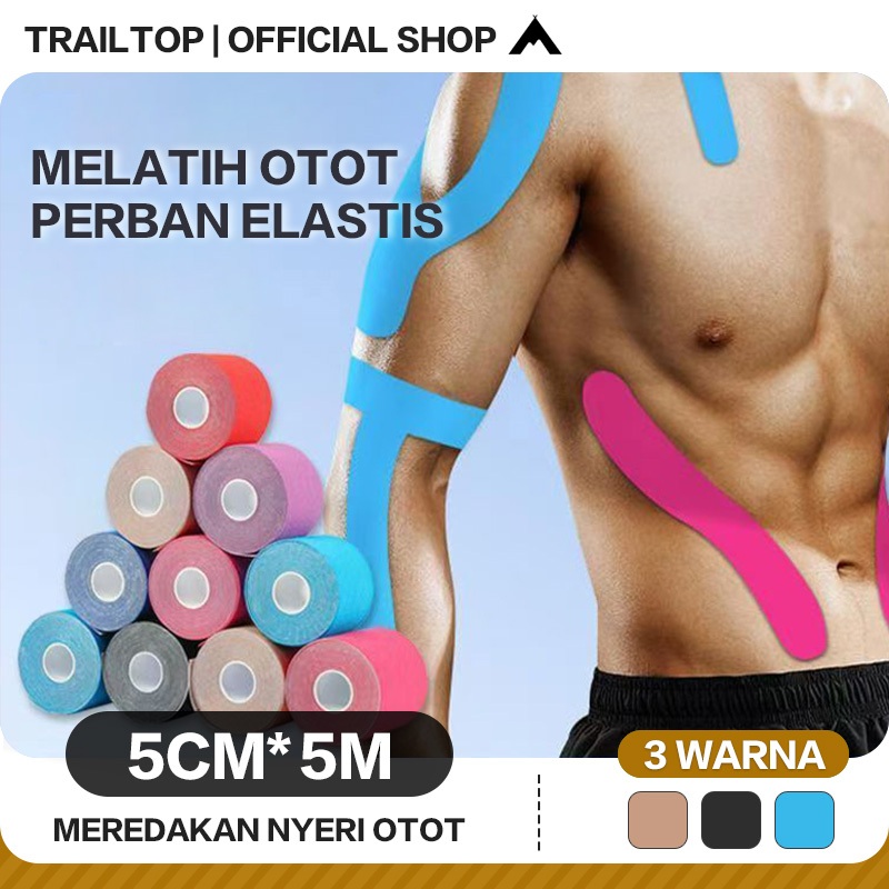 Jual TrailTop Kinesio Tape Plester Otot Muscle Tapping Kinesiology Pelindung Otot Olahraga ...