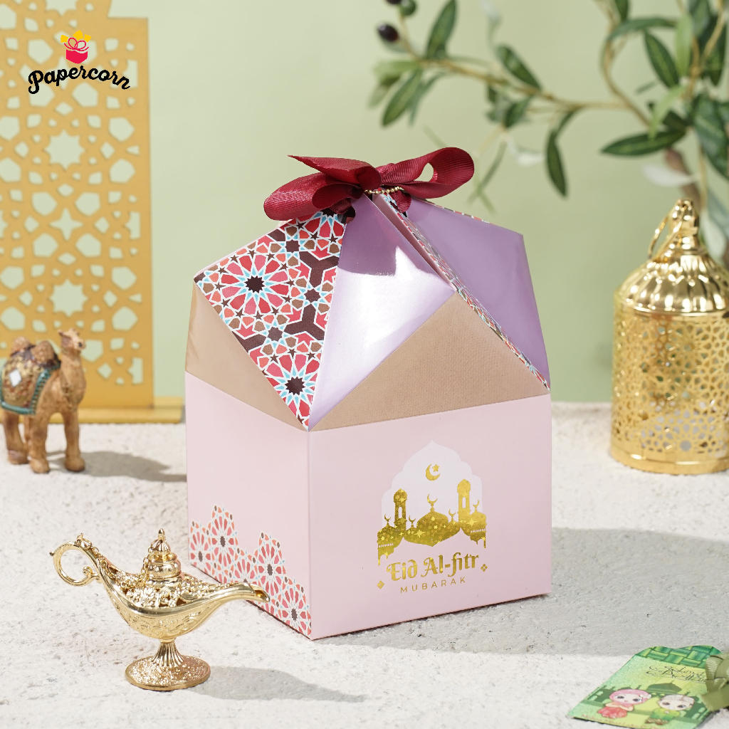 Jual 10 pcs Box Lebaran – Box Idul Fitri Kerucut pink metalic 13,5 x13 ...
