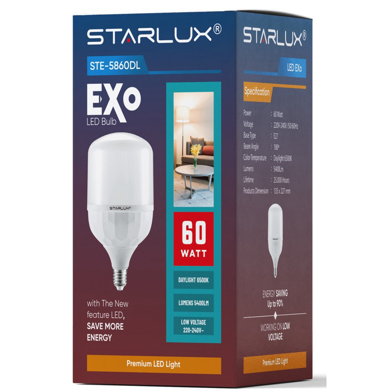 Jual led kapsul jumbo starlux exo / led bulb kapsul jumbo starlux 5w 10w 15w 20w 30w 40w 50w 60w ...