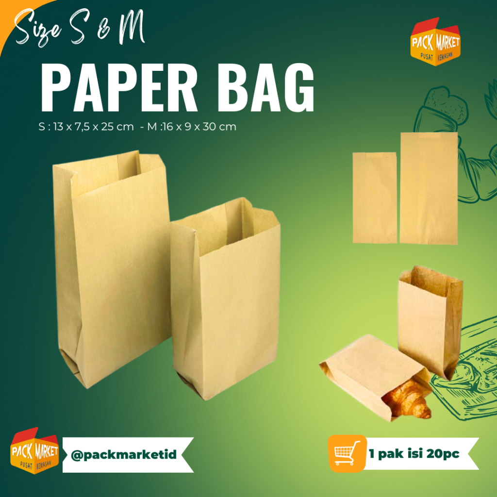 Jual Paper Food Bag Coklat, Merek Grade - Ukuran Small & Medium - 1 pak ...