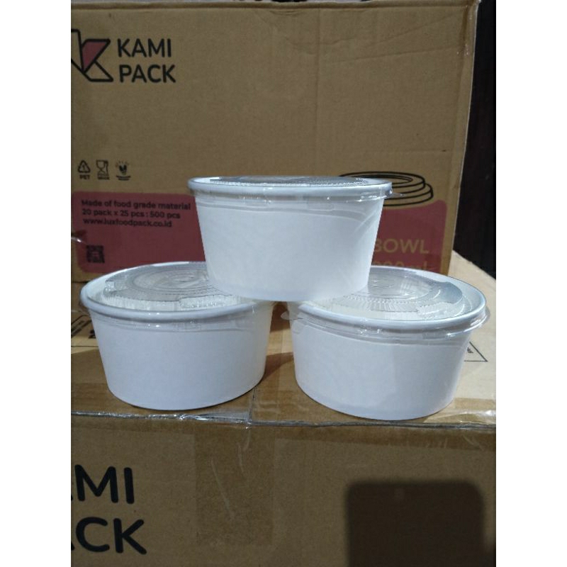 Jual PAPER BOWL PUTIH 650ML plus tutup/RICE BOWL 650ML/mangkok kertas ...