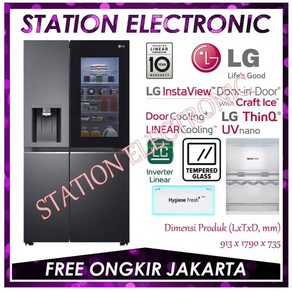 Jual LG GC-X257CQEW Kulkas Side by Side w/ UV Dispenser & InstaView Net 617 L | Shopee Indonesia