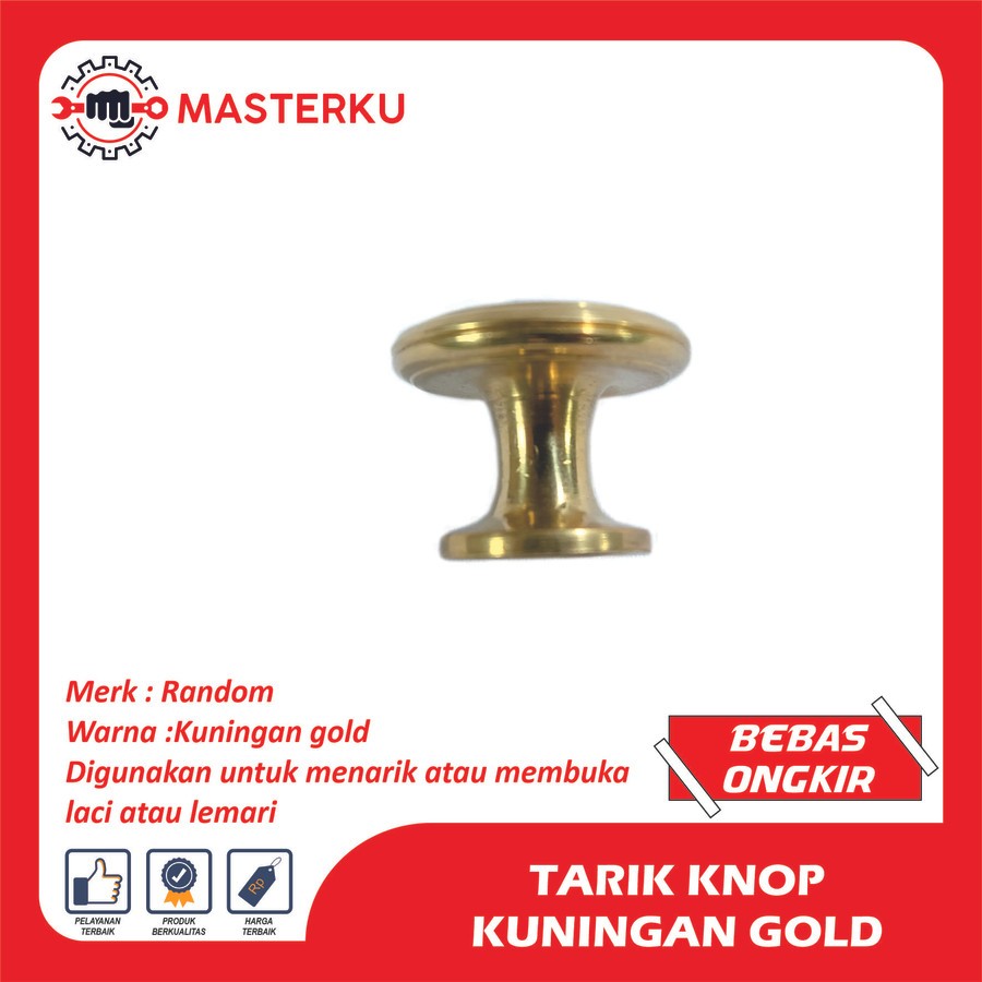 Jual TARIK KNOP KUNINGAN GOLD / Gagang pintu gepeng / Knop pintu ...