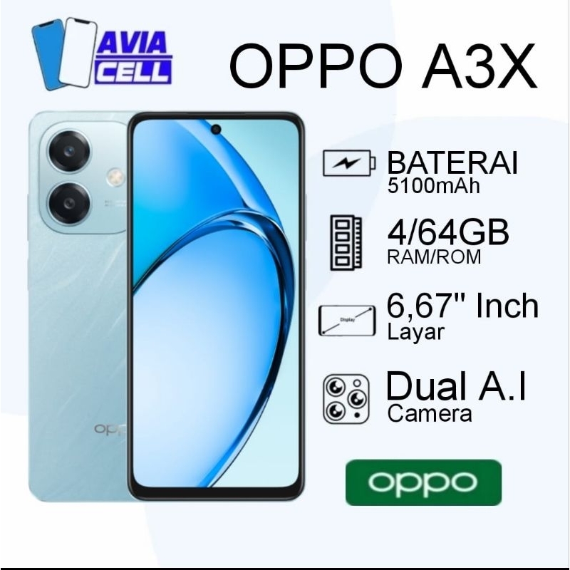 Jual 0PP0 A3X 4/64GB 4/128GB 6/128GB Android GARANSI RESMI INDONESIA ...
