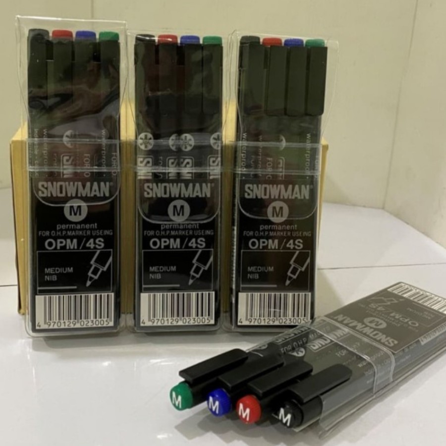 Jual [ 1 SET ISI 4 PCS ] Spidol OHP Medium Tip / OPM 4S Spidol Snowman ...