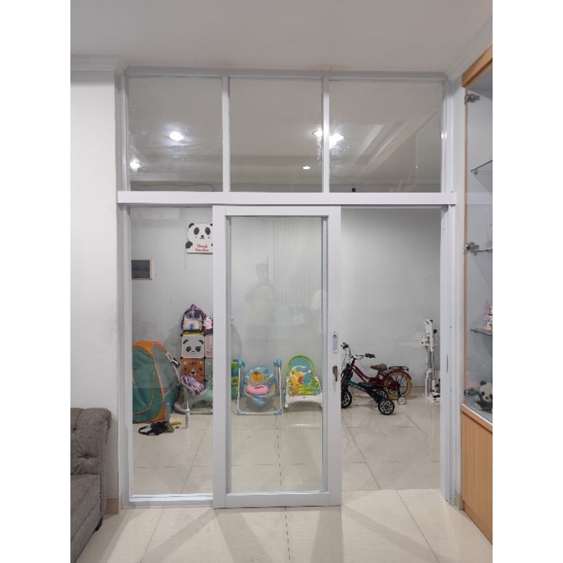 Jual Partisi Aluminium Dengan kaca mati dan Pintu Sliding custom Model ...