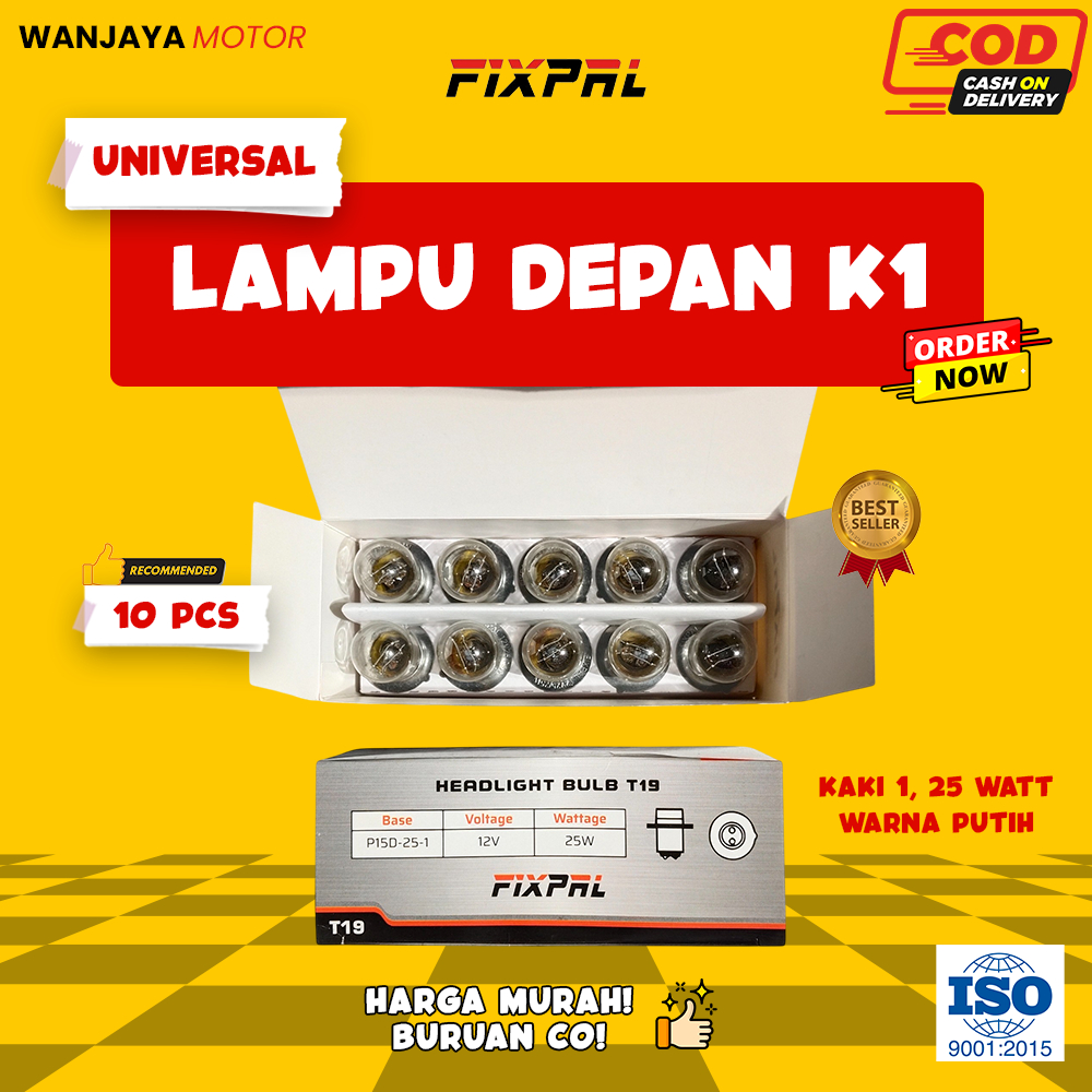 Jual FIXPAL 1 kotak (10pcs) BOHLAM LAMPU DEPAN fixpal T19 12V K1 25 ...