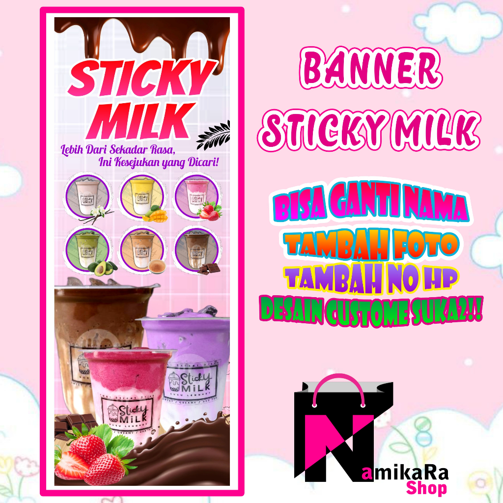 Jual Banner Sticky Milk / Spanduk Sticky Milk Viral Termurah | Shopee Indonesia