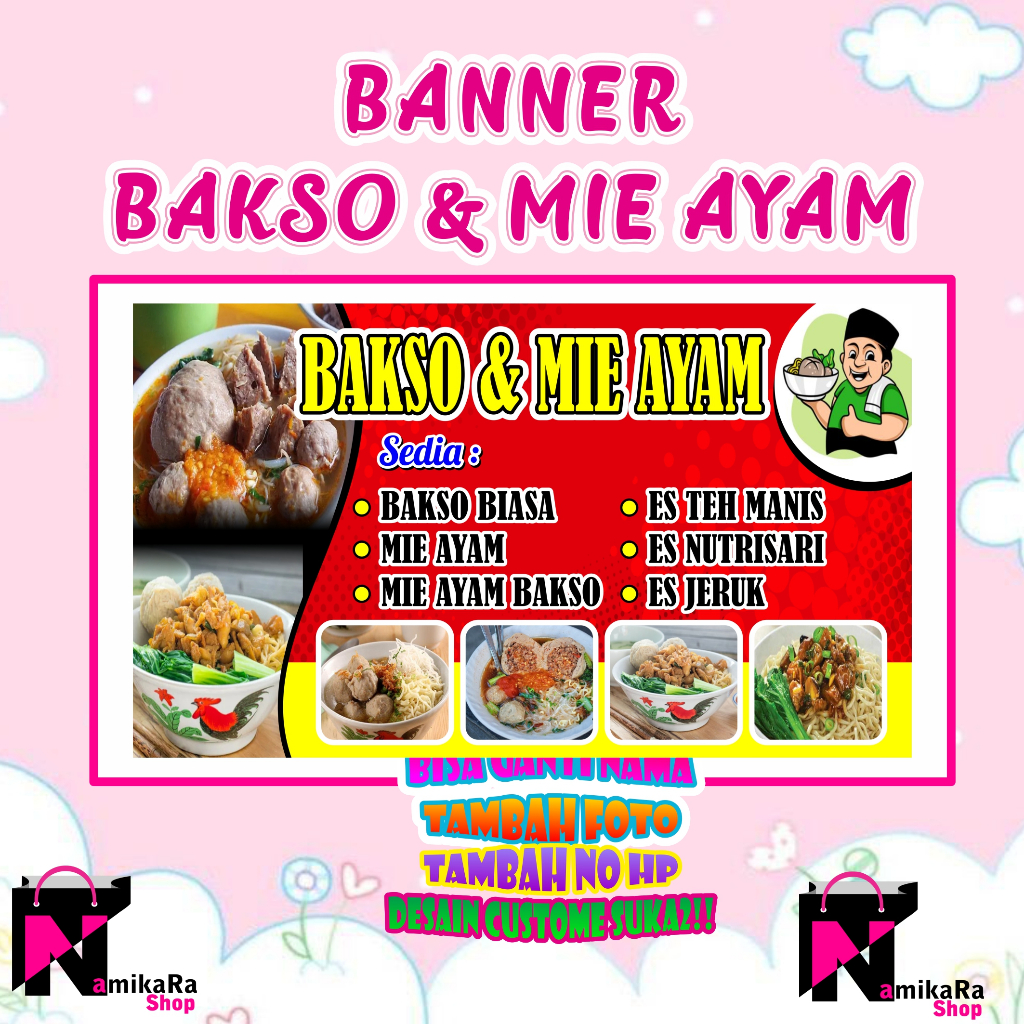 Jual Spanduk Bakso dan Mie Ayam / Banner Bakso Mie Ayam / Spanduk baso ...