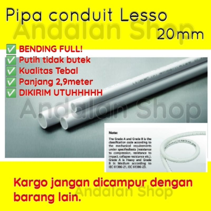 Jual pipa conduit LESSO/ PIPA LESSO/ pipa conduit 20mm bisa bending | Shopee Indonesia