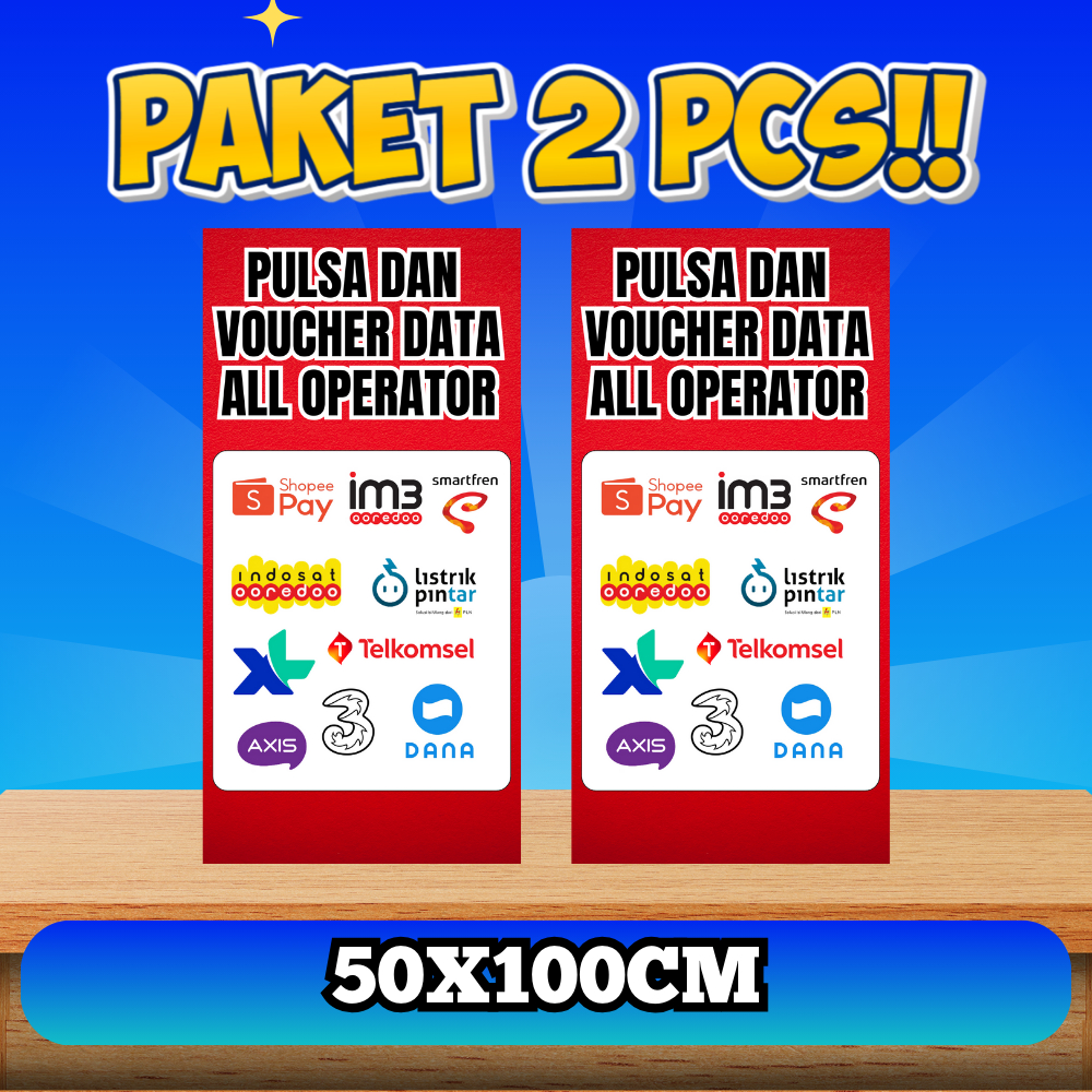 Jual PAKET 2PCS CETAK SPANDUK BANNER PULSA DAN PAKET DATA ALL OPRATOR ...