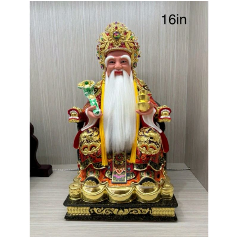 Jual patung dewa hok tek / tua pek kong - kayu taiwan - 16inch - mata ...