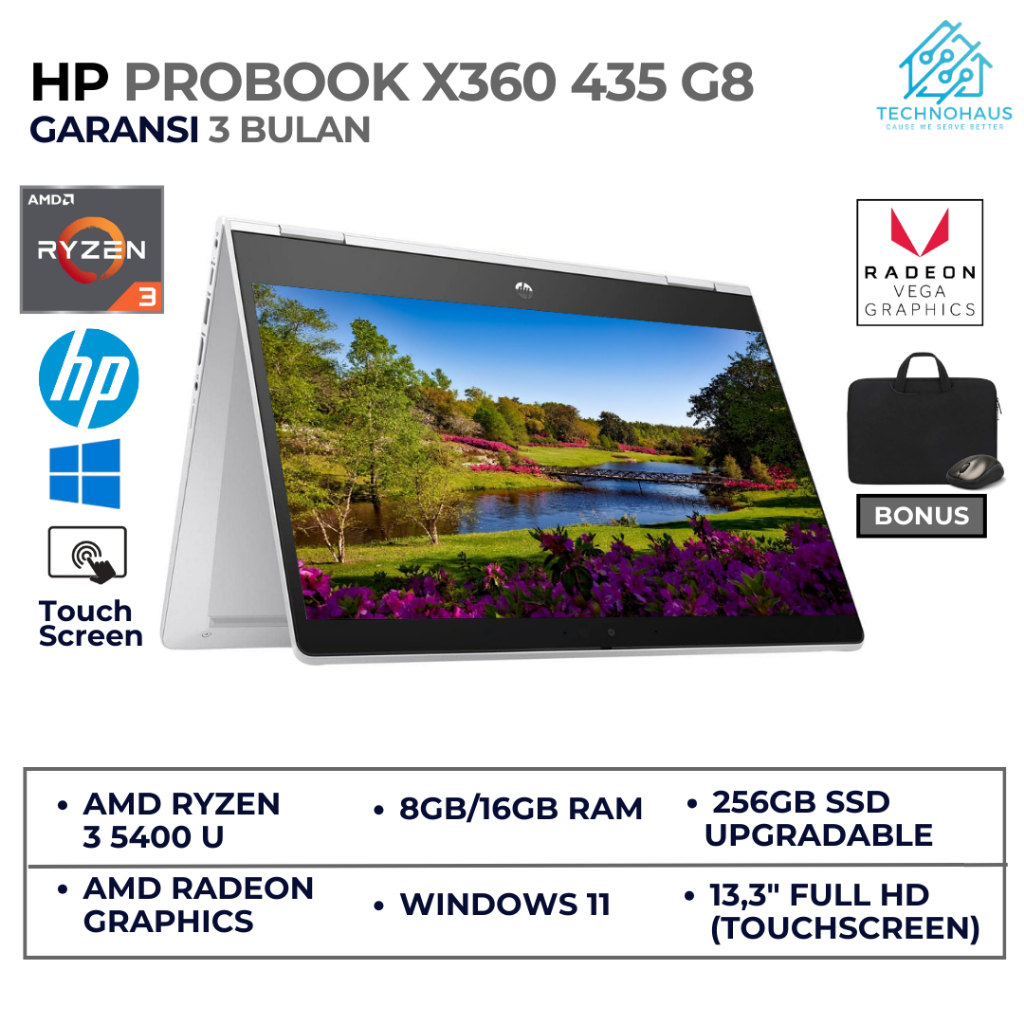 Jual HP X360 435 G8 RYZEN 3 5400 RAM 16GB SSD 256GB TOUCHSCREEN ...