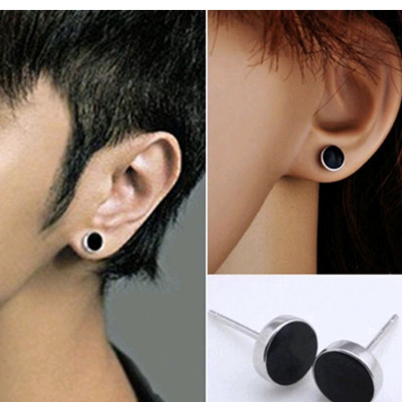 Jual Sepasang Antng tindik stenlis steel model donat hitam pria dan ...