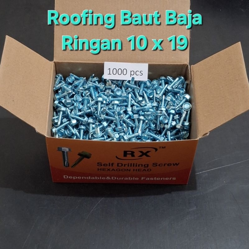 Jual 1000 pcs 1 Dus Roofing Baut Baja Ringan 10 x 16 / 10 x 19 Kepala Kunci 8mm Murah Kualitas ...