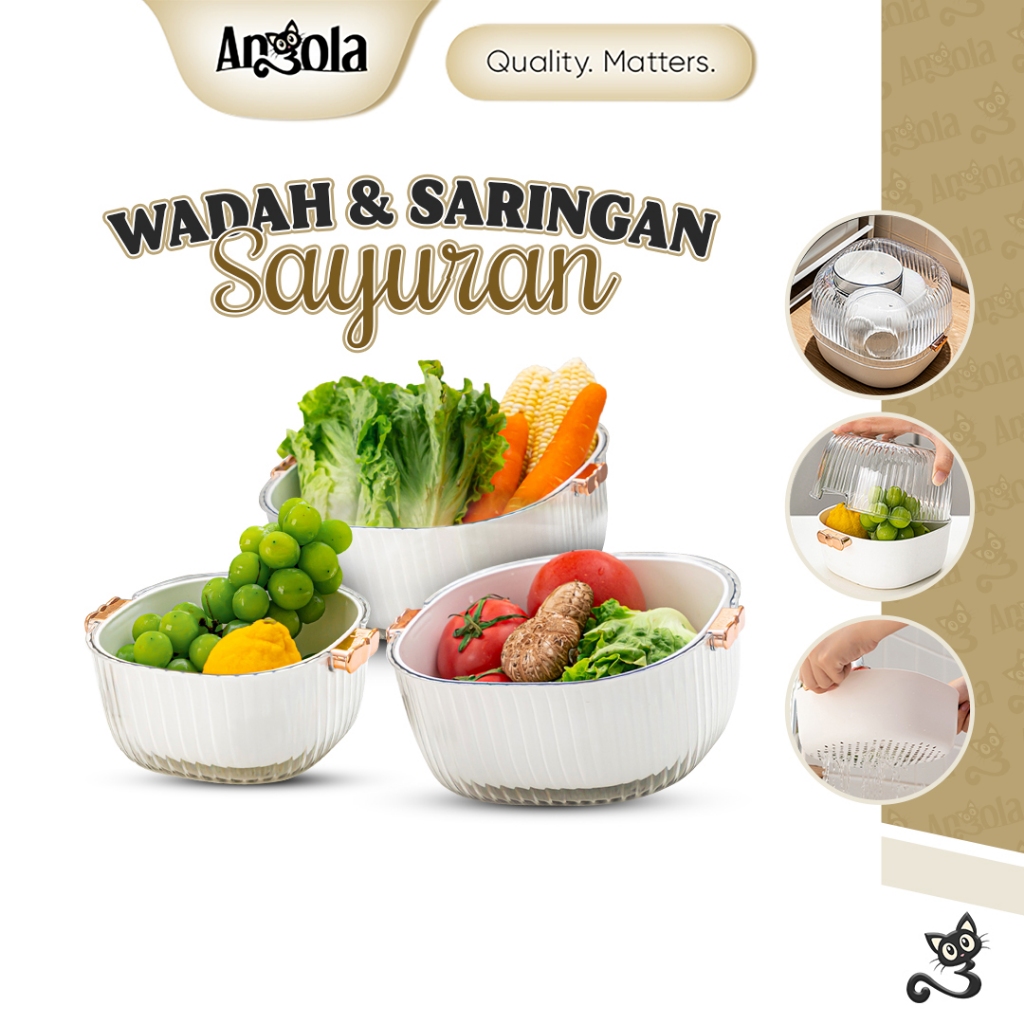 Jual ANGOLA Saringan Sayur & Buah Dengan Tutup E81 Keranjang Buah ...
