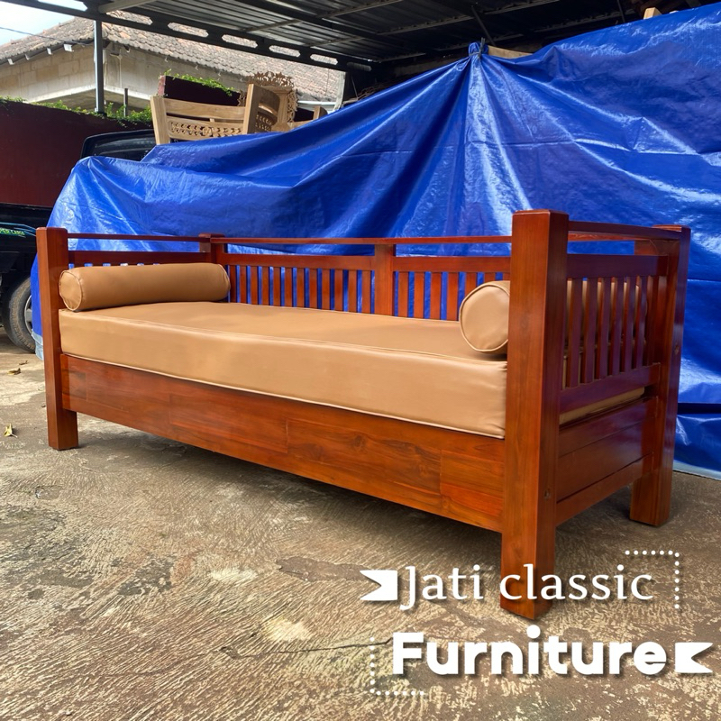 Jual kursi bale bale minimalis kayu jati (busa 15cm) Bangku Bale - bale ...