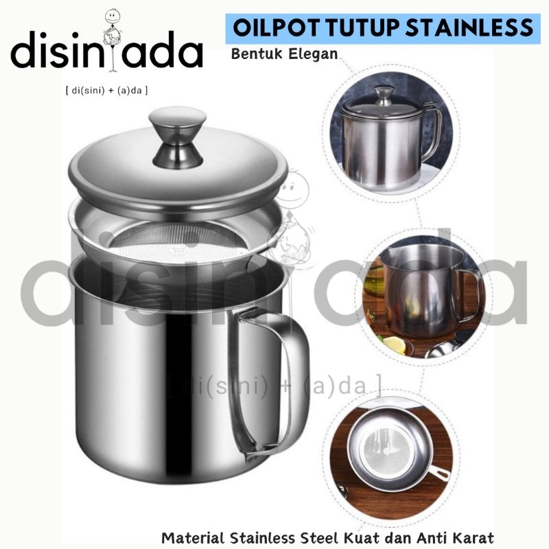 Jual [Disiniada] Oilpot Tutup Stainless 1.3 Liter / Oil Pot / Saringan ...