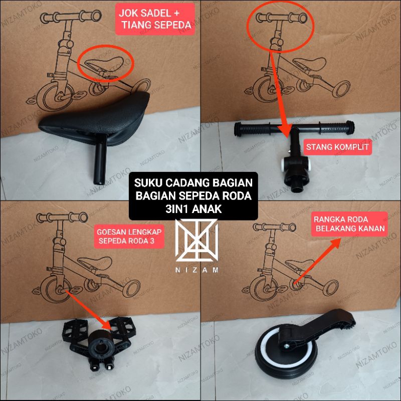 Jual SPARE PART SEPEDA 3IN1 ANAK SPAREPART BALANCEBIKE TERLENGKAP ...