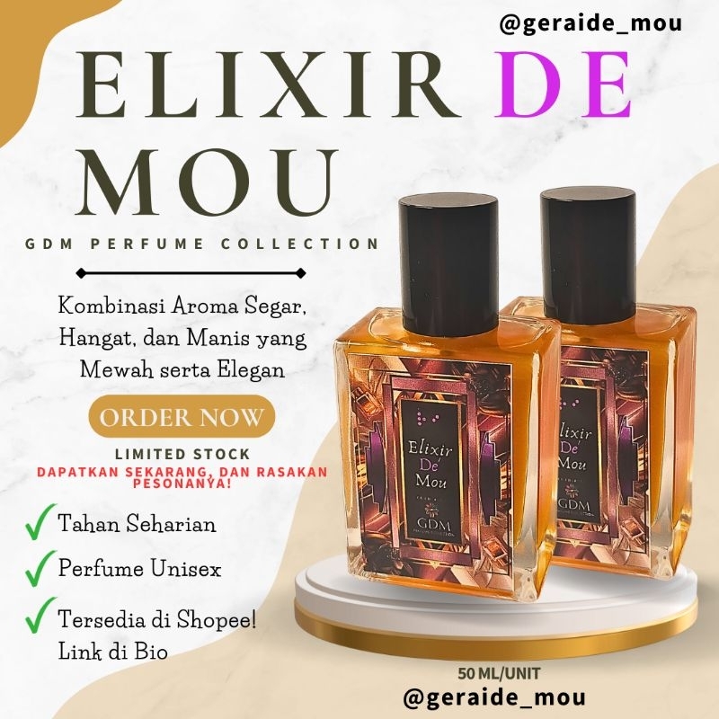 Jual Parfum Unisex Tahan Seharian "Elixir De Mou" - GDM Perfume Collection | Shopee Indonesia